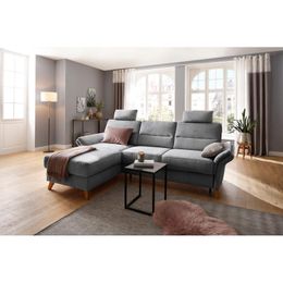 OTTO home Ecksofa &raquo;Westerland L-Form&laquo; Federkern-Polsterung, wahlweise mit Schlaffunktion, Bettkasten grau 100% Polyester B/H/T: 252cm x 90cm x 162cm, 