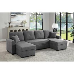 ATLANTIC HOME COLLECTION OTTO home Wohnlandschaft &raquo;Gerrit U-Form, Br. 282 cm Couch, Liegefl. 125x215 cm&laquo; mit Schlaffunktion, 2 Bettk&auml;sten & 2 Zierkissen grau B/H/T: 282cm x 