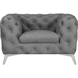 Home Affaire Chesterfield-Sessel &raquo;Glynis Sessel&laquo; aufw&auml;ndige Knopfheftung, moderne Chesterfield Optik, Fu&szlig;farbe w&auml;hlbar grau Struktur (100% Polyester);