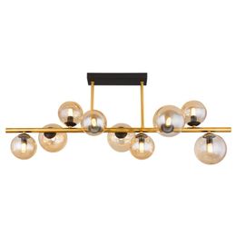 Globo LIGHTING Deckenleuchte &raquo;RIHA&laquo; G9 1 Stk. Warmwei&szlig; Deckenleuchte Schwarz/Messing, Amberglas, 5 Gl&auml;ser, LED G9 9, H: 38cm, 1 Stk.