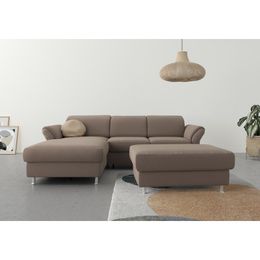 Sit & More sit&more Ecksofa &raquo;Apulia L-Form&laquo; wahlweise Schlaffunktion, Bettkasten und Kopf- und Armteilverstellung grau Webstoff (100% Polyester);Struktur weich (