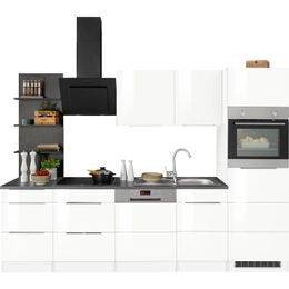 KOCHSTATION K&uuml;chenzeile &raquo;KS-Brindisi Breite 280 cm&laquo; wahlweise mit E-Ger&auml;ten und Induktion, mit MDF-Fronten und Regal wei&szlig; B/H/T: 280cm x 200cm x 60cm,