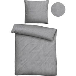Biberna Bettw&auml;sche &raquo;Thea&laquo; 2 Stk. feines, weiches + leichtes Gewebe aus 100% Baumwolle,Sommer grau Musselin, Obermaterial: 100% Baumwolle B/L: 135cm x 200cm, 1