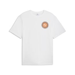 Puma Herren T-Shirt "Sunset Drive Relaxed T-Shirt Herren", wei&szlig;, Gr. XXL, bedruckt, Obermaterial: 100% Baumwolle. Rippe: 20% Polyester, 80%
