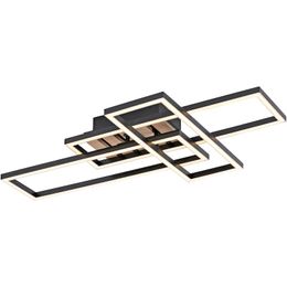 JUST LIGHT LED Deckenleuchte &raquo;AKUSTIKA&laquo; LED-Board 1 Stk. Warmwei&szlig; Eichenfurnier und schwarz, Rahmen drehbar schwarz 1, H: 11,5cm, 1 Stk.
