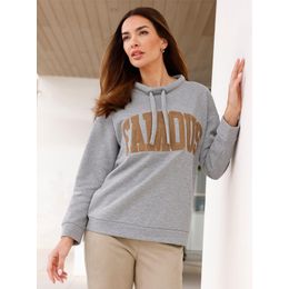 Heine Damen Sweatshirtsteingrau, meliert, Gr. 42, gemustert, mehrfarbig, 65% Polyester, 35% Baumwolle, Sweatshirts