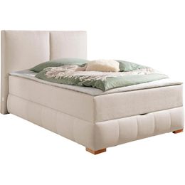 OTTO home Boxbett &raquo;Wehma mit Kopfteil inkl. Bettkasten&laquo; in H2, H3 & H4 w&auml;hlbar, inklusive Topper beige Struktur, Liegefl&auml;che B/L: 140cm x 200cm, H2 + 