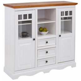 OTTO home Highboard &raquo;Melissa&laquo; Vitrine, Breite 132 cm gelb Einheitsgr&ouml;&szlig;e