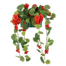 I.GE.A. Kunstblume &raquo;Kunstpflanze Geranie im Kasten 55cm Balkonblume Balkonpflanze&laquo; Dekoblume Dekopflanze Geranienbusch Girlande Pflanze Seidenblume 