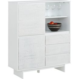 OTTO home Highboard &raquo;Morgan Midischrank&laquo; Kommode aus massivem Kiefernholz, eingefr&auml;ste Griffmulden, H&ouml;he 120 cm wei&szlig; B/H/T: 100cm x 120cm x 35cm