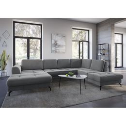 Sit & More sit&more Wohnlandschaft &raquo;Bendigo U-Form&laquo; inklusive Sitztiefenverstellung, Bodenfreiheit 12 cm, in 2 Fu&szlig;farben grau B/H/T: 332cm x 84cm x 226cm, 