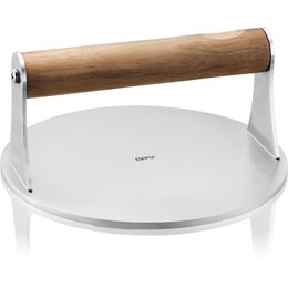 Gefu Burgerpresse &raquo;Smash-Burgerpresse BBQ mit rutschfestem Walnussholzgriff&laquo; glatte Antihaft-Oberfl&auml;che, optimale Hitzeverteilung, &Oslash; ca. 16 cm 