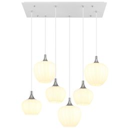 Globo LIGHTING H&auml;ngeleuchte &raquo;MAXY&laquo; E27 1 Stk. H&auml;ngelampe wei&szlig; Glas opal Dekorillen Esszimmer Esstisch wei&szlig; H: 120cm, 1 Stk.