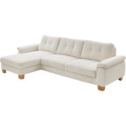 Die PlanBar Ecksofa &raquo;PP-LA19101 L-Form, Breite 316 cm&laquo; wahlweise mit Schlaffunktion und verstellbaren Kopfst&uuml;tzen, in Cord wei&szlig; 88% Polyester;12% 