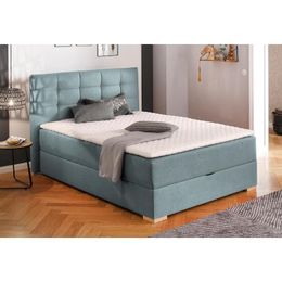Home Affaire Boxbett &raquo;Olivet mit Bettkasten&laquo; in 4 Farben, 4 Breiten, 2 Matratzenarten, auch in &Uuml;berl&auml;nge 220 cm blau Struktur (100% Polyester), 