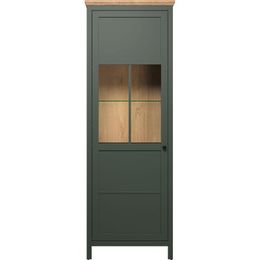 Home Affaire Vitrine &raquo;Vienna&laquo; 1 Stk. tlg. Standvitrine mit Beleuchtung und 5 F&auml;chern im Landhausstil FSC -zertifizierter Holzwerkstoff Tannengr&uuml;n, B/H