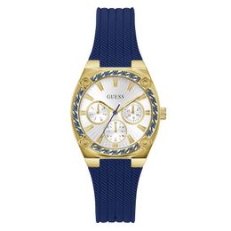 Guess Damen Multifunktionsuhr &raquo;SAYLOR&laquo; Quarzuhr, Armbanduhr, Damenuhr, Silikonarmband, analog, Wochentag, Tag gold Einheitsgr&ouml;&szlig;e