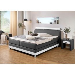 Home Affaire Boxspringbett &raquo;Rocklin&laquo; in H2, H3 oder H4 erh&auml;ltlich schwarz Kunstleder Struktur (100% Polyester), Liegefl&auml;che B/L: 160cm x 200cm, 