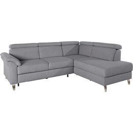 Sit & More sit&more Ecksofa &raquo;Arngast L-Form&laquo; inklusive Kopfteilverstellung und Federkern grau B/H/T: 245cm x 84cm x 194cm, Struktur, Ottomane rechts,mit 