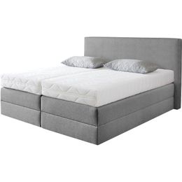 Westfalia Schlafkomfort Boxspringbett wahlweise mit Kaltschaum-Topper grau Strukturstoff (77% Polyester und 23% Viskose) Feinstruktur Ohne Topper, Liegefl&auml;che B/L: 200cm x 