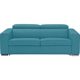 Egoitaliano 2,5-Sitzer &raquo;Cabiria, Design und super Sitzkomfort&laquo; inkl. manuell verstellbarer Kopfst&uuml;tzen, mit Metallf&uuml;&szlig;en blau B/H/T: 226cm x 97cm x 103cm, Leder 