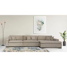 Home Affaire Ottomane &raquo;Skara L-Form&laquo; Lounge-Sofa mit Federkernpolsterung, in vielen Bezugsvarianten beige 100% Polyester B/H/T: 310cm x 86cm x 100cm, 