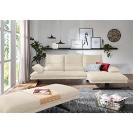 W.Schillig Ecksofa &raquo;broadway, Designsofa mit tollem Sitzkomfort&laquo; Sitztiefenverstellung, Kopfteil- & Seitenteilverstellung, Breite 291cm grau Longlife 