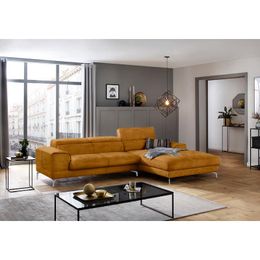 W.Schillig Ecksofa &raquo;piedroo, Designsofa mit tollem Sitzkomfort, bequem und elegant, L-Form&laquo; Kopfteilverstellung, wahlweise mit Sitztiefenverstellung, 