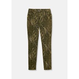 Madeleine Mode MADELEINE Damen Stoffhose "Hose Schlanke Hose mit Paisley-Print, Stretch", gr&uuml;n, Modern, Gr. 22, Obermaterial: 97% Baumwolle CO. 3% Elasthan EL.,