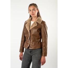 Mauritius Damen Lederjacke "MWIcelyn", braun, Gr. M, unifarben, Obermaterial: 100% Schafsleder. Futter: 100% Baumwolle. &Auml;rmelfutter: 100% Polyester,