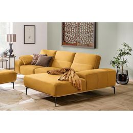 W.Schillig Ecksofa &raquo;run, Designsofa mit tollem Sitzkomfort, bequem, L-Form&laquo; mit Holzsockel, F&uuml;&szlig;e in Schwarz pulverbeschichtet, Breite 299 cm gelb 