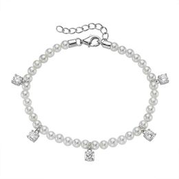 Firetti Damen Perlenarmband &raquo;Schmuck Geschenk Silber 925 Armschmuck Armkette mit Behang&laquo; mit Zirkonia (synth.) - mit Muschelkernperle 19cm, Perlen 