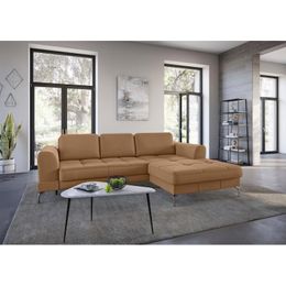 Sit & More sit&more Ecksofa &raquo;Bendigo L-Form&laquo; inklusive Sitztiefenverstellung, Bodenfreiheit 15 cm, 2 Fu&szlig;farben braun B/H/T: 284cm x 87cm x 175cm, NaturLEDER ,