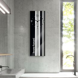 Bruno Banani Wanduhr &raquo;Stripes auf Glas&laquo; wahlweise mit Quarz- oder Funkuhrwerk, lautlos ohne Tickger&auml;usche schwarz B/H/T: 20cm x 60cm x 1,8cm, Funkuhr