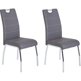Hela Stuhl &raquo;Susi&laquo; (Set) 2 Stk.2 oder 4 St&uuml;ck, mit Griff grau 97% Polyurethan 3% Baumwolle B/H/T: 44cm x 98cm x 61cm, 2 Stk., Kunstleder