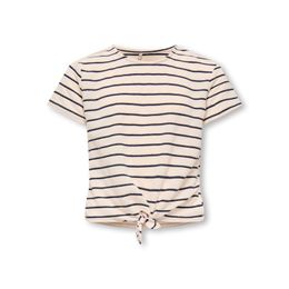 Kids Only M&auml;dchen KIDS Only T-Shirt &raquo;KOGJANA SS STRIPED KNOT TOP JRS&laquo; mit coolem Knotendetail beige 122/128