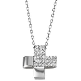 Firetti Damen Kette mit Anh&auml;nger &raquo;Schmuck Geschenk Silber 925 Halsschmuck Halskette Ankerkette Kreuz&laquo; mit Zirkonia (synth.) bunt Silber 925 (