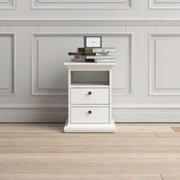 Home Affaire Nachttisch &raquo;Paris Nachtkommode, Nachtschrank, Beistelltisch&laquo; mit 2 Schubladen und 1 offenen Fach, Breite 44 cm, H&ouml;he 59 cm wei&szlig; B/H/T: 