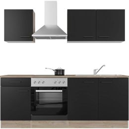 Flex-Well K&uuml;che &raquo;Capri&laquo; mit und ohne E-Ger&auml;ten erh&auml;ltlich, Gesamtbreite 210 cm schwarz B/H/T: 210cm x 200cm x 60cm, ohne E-Ger&auml;te und ohne Einbausp&uuml;le