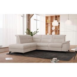 Sit & More sit&more Ecksofa &raquo;Astoria L-Form&laquo; wahlweise mit motorischer Relaxfunktion beige 100% Polyester B/H/T: 256cm x 91cm x 225cm, Flachgewebe, Ottomane 