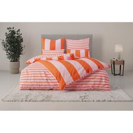 OTTO home Wendebettw&auml;sche &raquo;Sari Trend&laquo; 3 tlg. ab Gr. 135/200 cm, Bettw&auml;sche in modernen Farben, trendig orange Linon, Obermaterial: 100% Baumwolle B/L