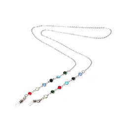 Firetti Damen Brillenkette &raquo;mit bunten Details, rhodiniert&laquo; mit Glasstein schwarz Einheitsgr&ouml;&szlig;e