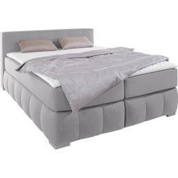 Home Affaire Boxspringbett &raquo;Chelles&laquo; inkl. Topper,, in XXL- &Uuml;berl&auml;nge 220 cm, Unterbox mit feine W&ouml;lbung grau Samtoptik (100% Polyester);Bezug der 