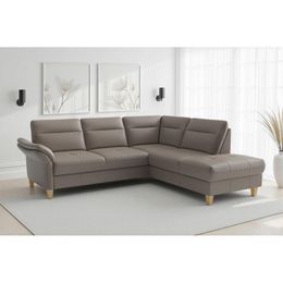 Sit & More sit&more Ecksofa &raquo;Pamela L-Form, Leder, B: 218 cm&laquo; optional Armteilverstellung, Schlaffunktion & Bettkasten grau B/H/T: 218cm x 90cm x 212cm, 