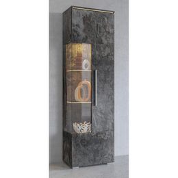 OTTO home Vitrine &raquo;India,H&ouml;he 160cm stilvolle Glasvitrine mit verstellbare Glasb&ouml;den&laquo; Standvitrine 1Trg, viel Stauraum ohne Beleuchtung grau ABS-