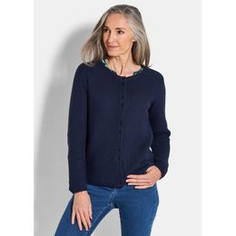 GOLDNER Cardigan aus Baumwolle, Rundhals in marine | Gr.: 40