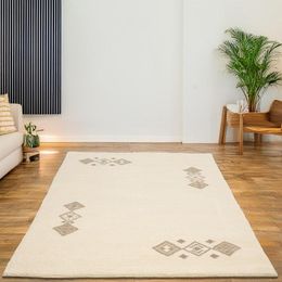 Theko Wollteppich &raquo;Taza Royal 609&laquo; rechteckig 28 mm H&ouml;he echter Berber Teppich aus Marokko, reine Wolle, handgekn&uuml;pft beige Wolle B : 250cm 1 Stk., 