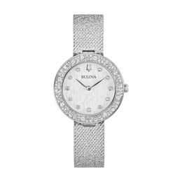 Bulova Damen Quarzuhr &raquo;Goddess of Time&laquo; Armbanduhr, Damenuhr, Edelstahlarmband, analog, Kristallsteine silber Einheitsgr&ouml;&szlig;e