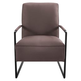 K+w Komfort & Wohnen K+W Komfort & Wohnen Cocktailsessel mit bezogenen Armlehnen, Gestell in Metall schwarz Struktur braun Microfaser 1, B/H/T: 62cm x 77cm x 83cm