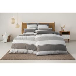 OTTO home Bettw&auml;sche &raquo;Yonne&laquo; 2 in frischen Farben, gestreifte Bettw&auml;sche, ab Gr. 135x200 cm grau Renforc&eacute;, Obermaterial: 100% Baumwolle B/L: 135cm x 